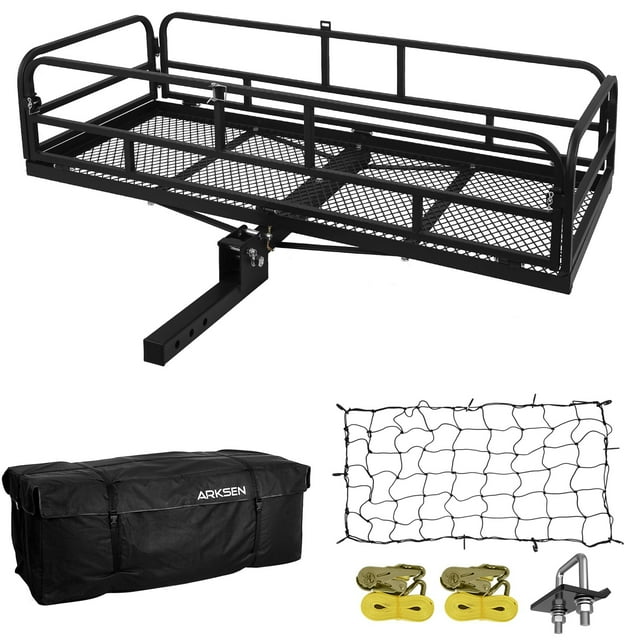 "ARKSEN Folding Hitch Trailer Cargo Rack 60""x 24""x14"" w/ Bag, Net ...