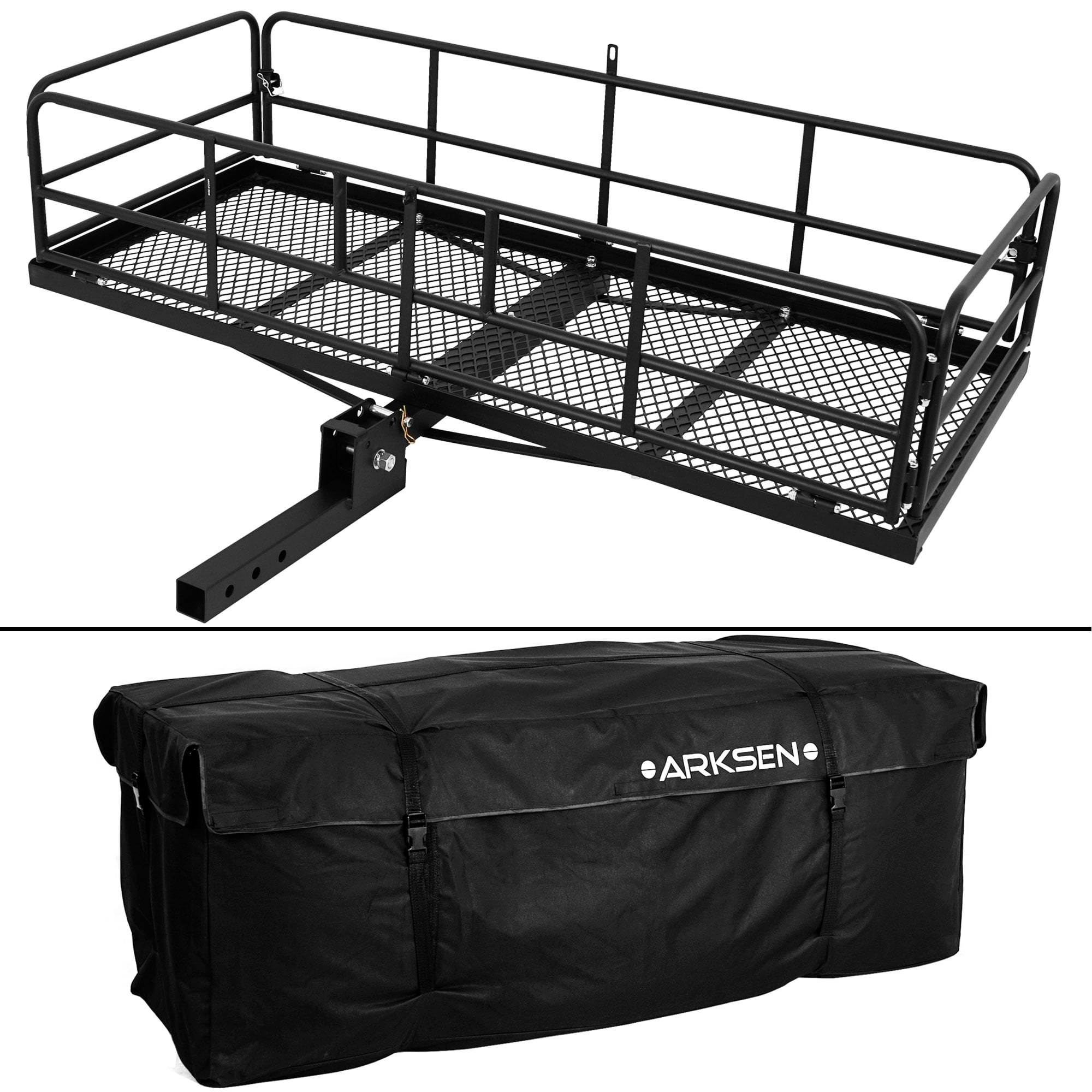 ARKSEN Foldable 60"x 24"x 14" Luggage Basket With Cargo Bag Combo ...