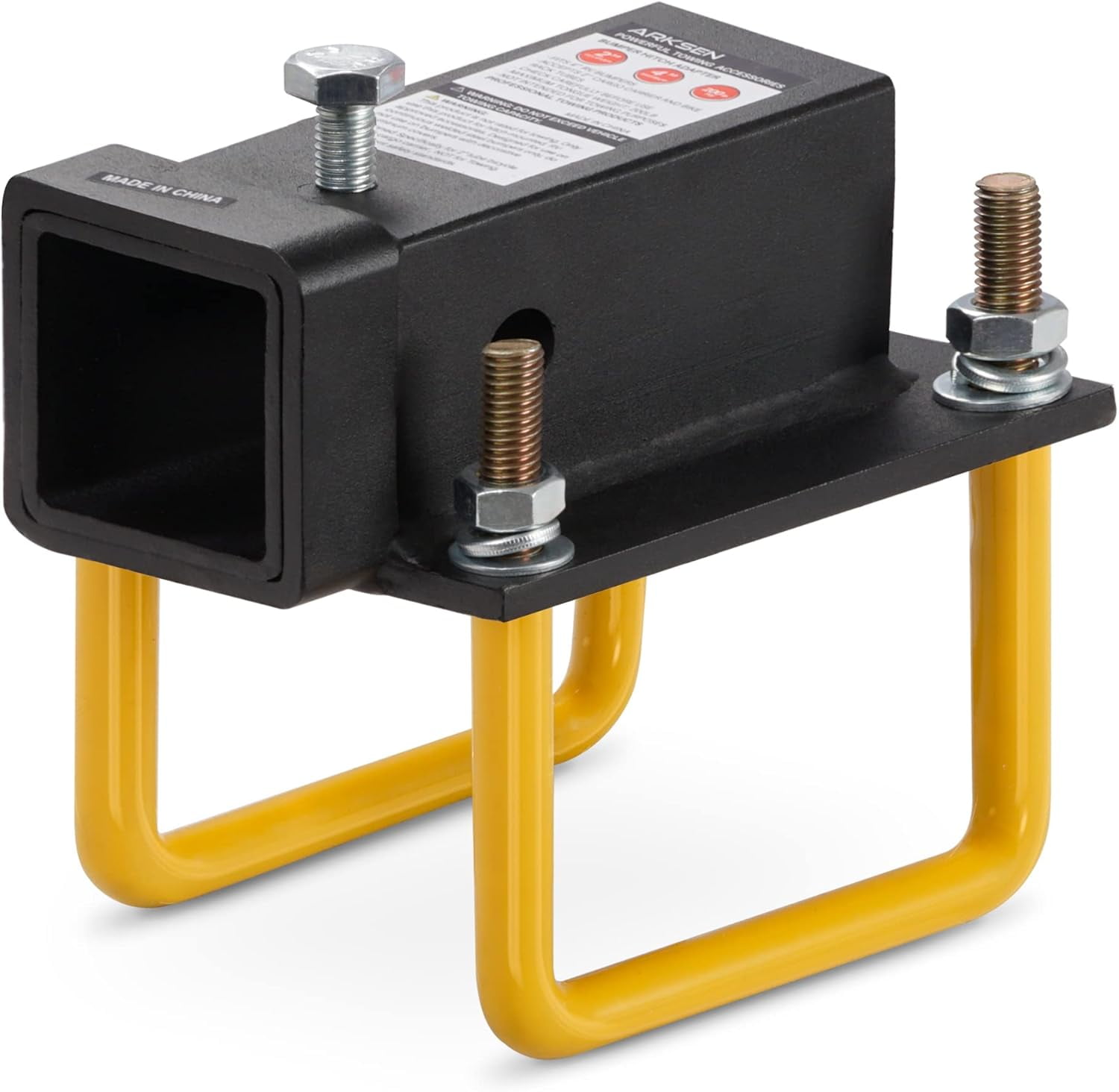 ARKSEN Heavy Duty Steel U-Bolt 2" Hitch Receiver Adapter for 4" Square ...