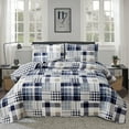 ARL HOME Oversized King Size Quilt Set, Plaid Patchwork Microfiber ...