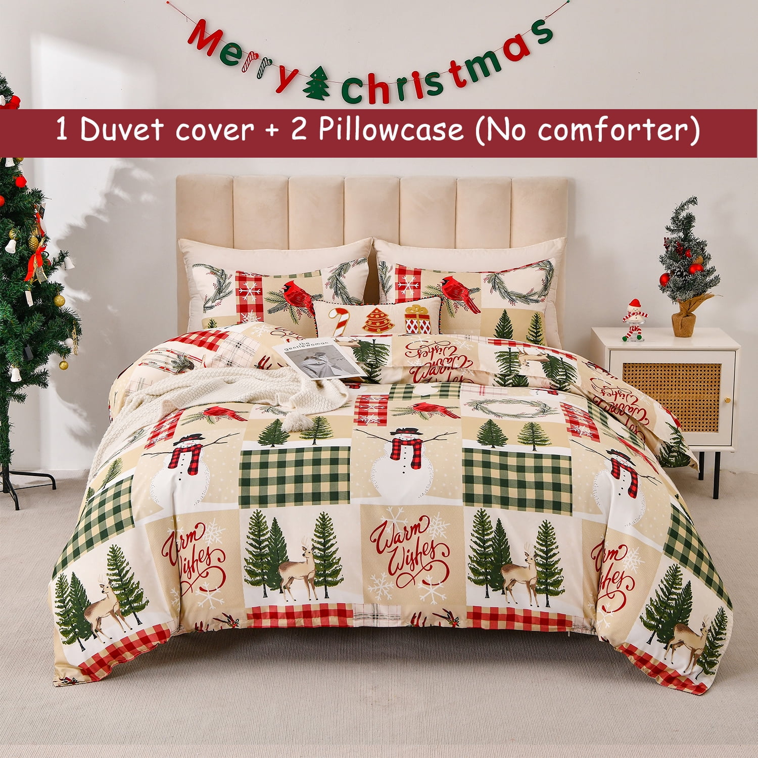 Anray Home 3Pcs Christmas Duvet Cover Set Twin Size Holiday Xmas ...