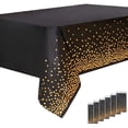 ARLAJO 54" x 108" Black and Gold Tablecloth, 6 Pack Disposable Plastic ...