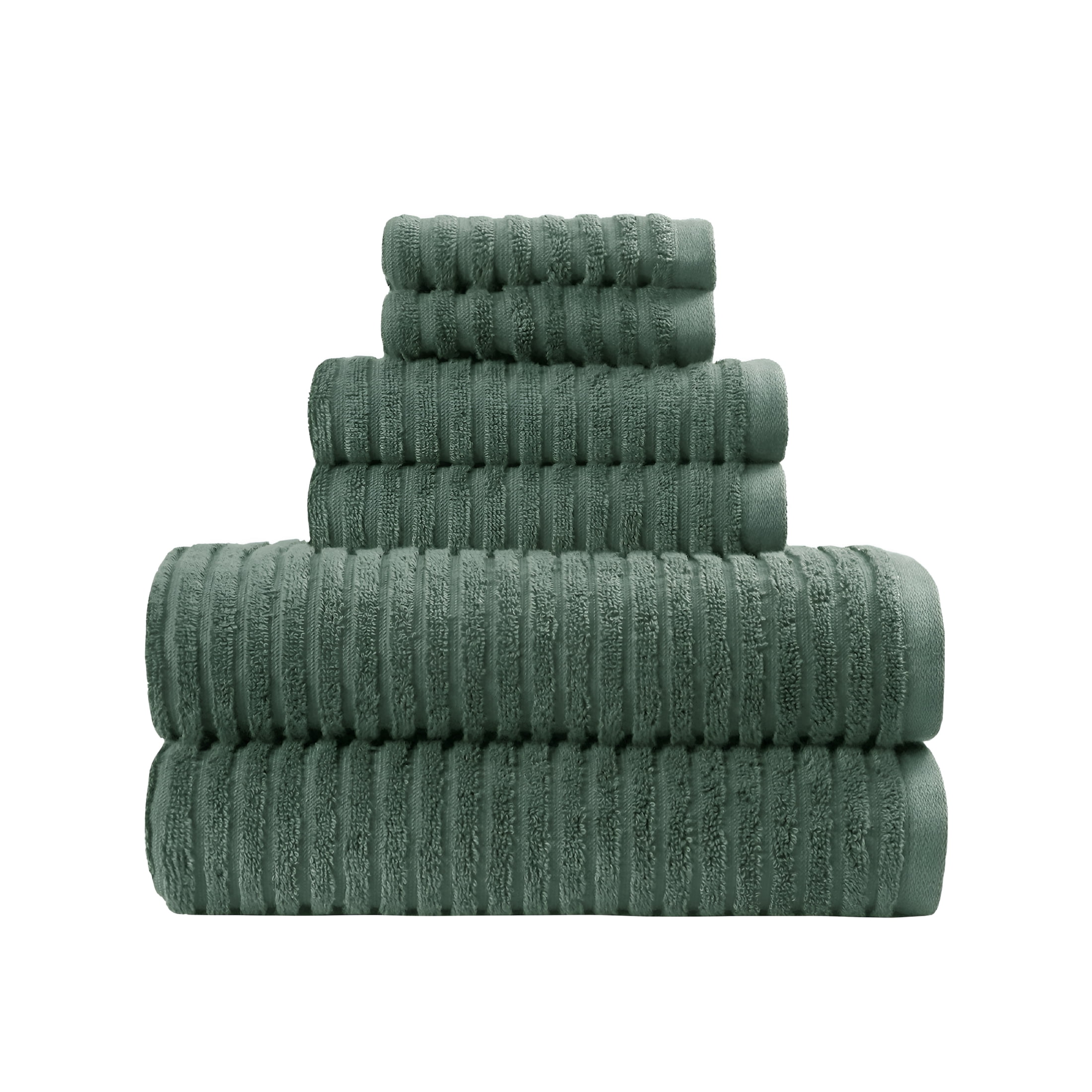 ARLAJO 6 Piece Bath Towel Set,Towels for Bathroom Green Ash Textured ...