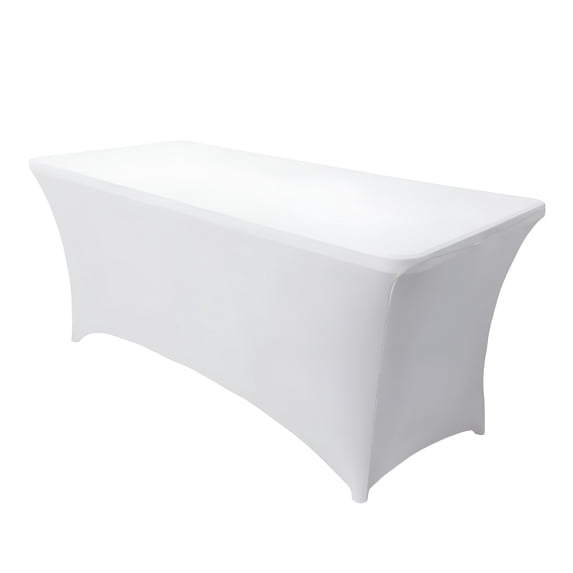 ARLAJO 6Ft Stretch Spandex Table Cover-White Table Cloth Rectangle ...