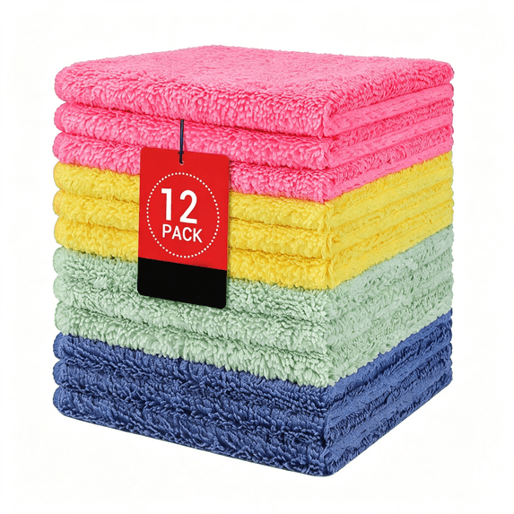 ARLAJO Washcloths 12Pk, Ultra Soft&Highly Absorbent Face Towels, 12X12 ...