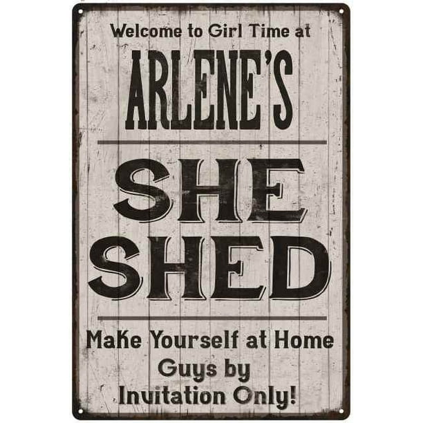 ARLENE'S She Shed Sign Lady Cave Gift 8 x 12 High Gloss Metal ...