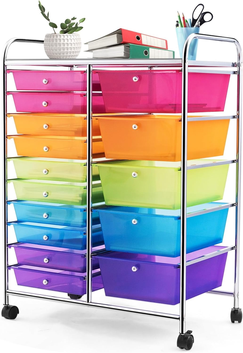 ARLIME 15-Drawer Storage Cart, 15 Drawer Trolley, Rolling Organizer ...