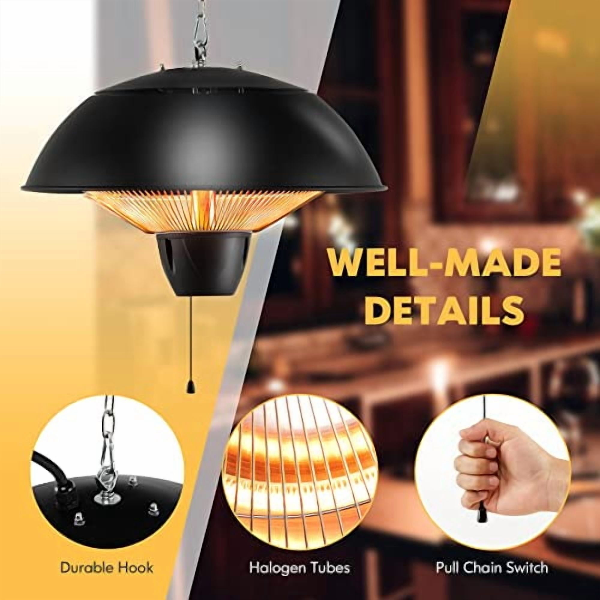 ARLIME 1500W Hanging Patio Heater, Outdoor Ceiling Mounted Infrared ...