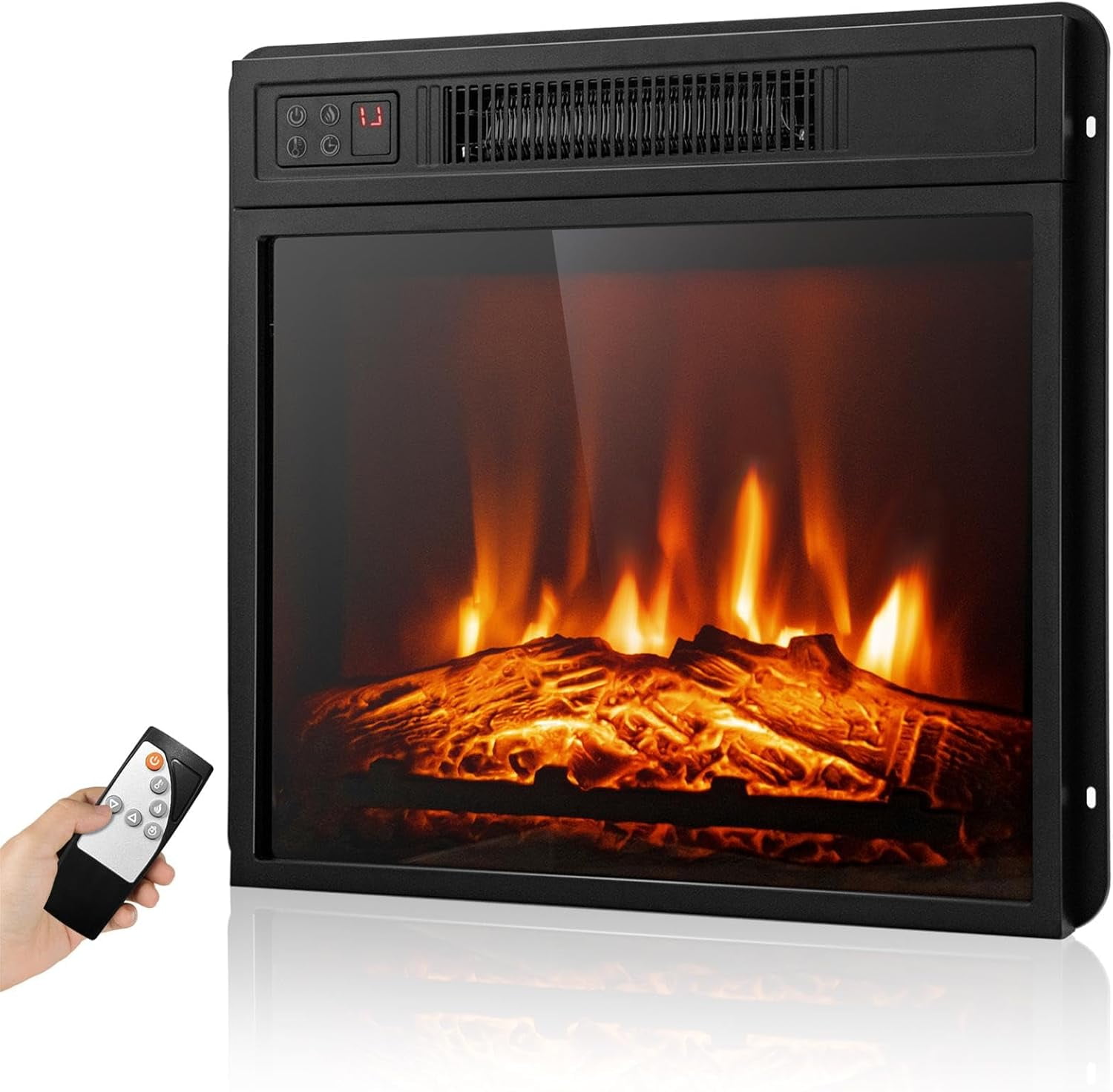 ARLIME 18” Electric Fireplace Insert, Small Recessed Firebox Heater w ...