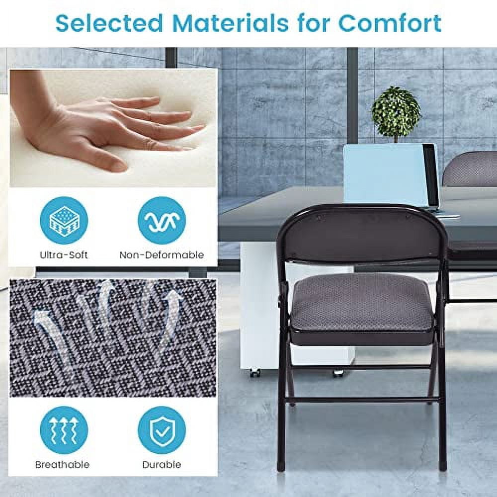 ARLIME 4-Pack Folding Chair, Portable Chairs with Upholstered Padded ...