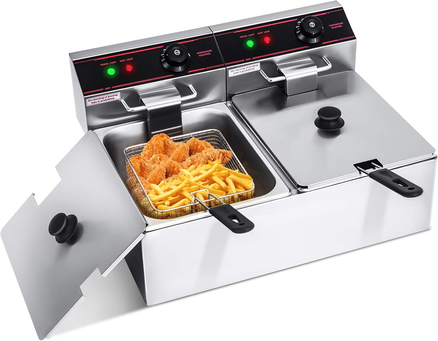 ARLIME Commercial Deep Fryer, 3400W Countertop Electric Fryers w/Basket ...