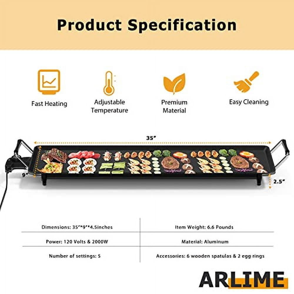 ARLIME Electric Griddle, 35" Teppanyaki Grill w/Extra Large Tabletop ...