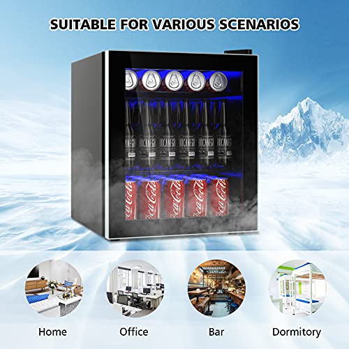 ARLIME Mini Fridge 60 Can, Beverage Refrigerator with Glass Door, Mini ...