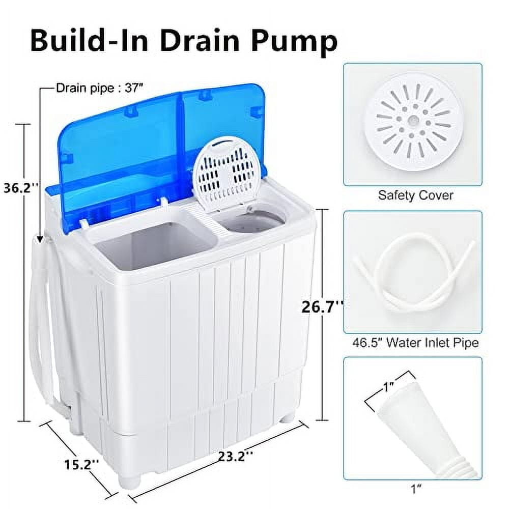 ARLIME Portable Twin Tub Washing Machine Wash & Spin Cycle Dryer, 13Lbs ...