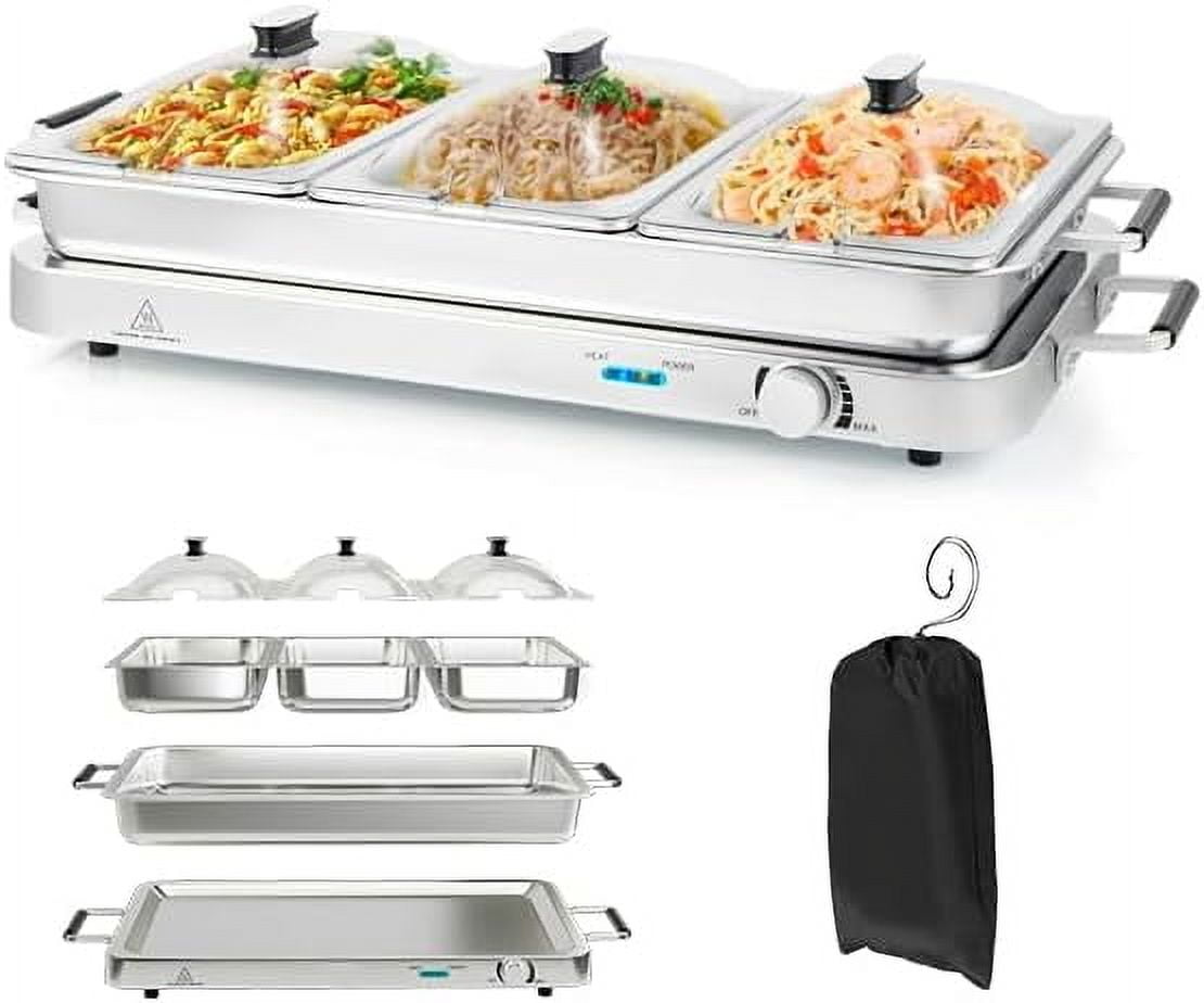 ARLIME Triple Buffet Server Food Warmer, 450W Stainless Steel Electric ...