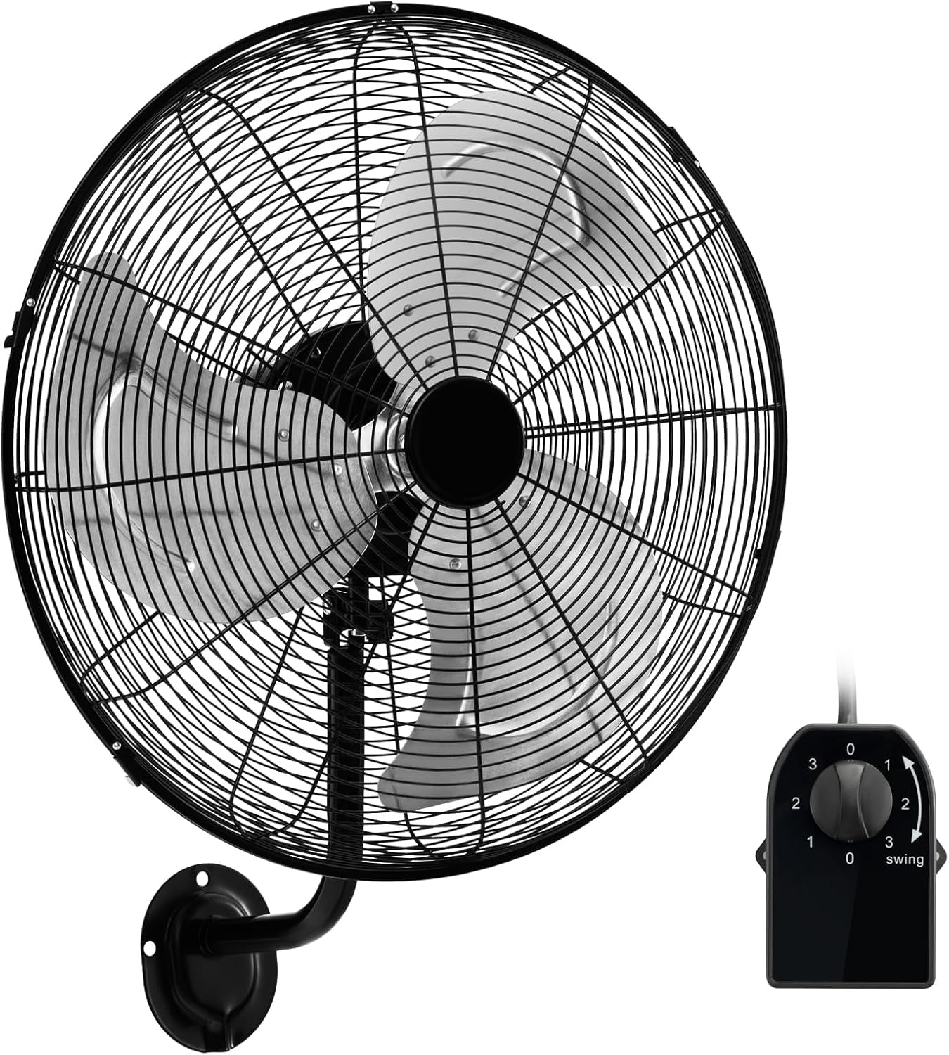 ARLIME Wall Mount Fan 20 Inch, 3500 CFM Industrial Oscillating Wall Fan ...