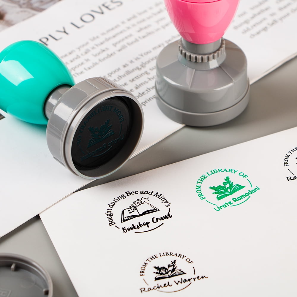 ARLUCKAT Custom 3cm Book Stamp For Book Multicolors Plastic Library ...
