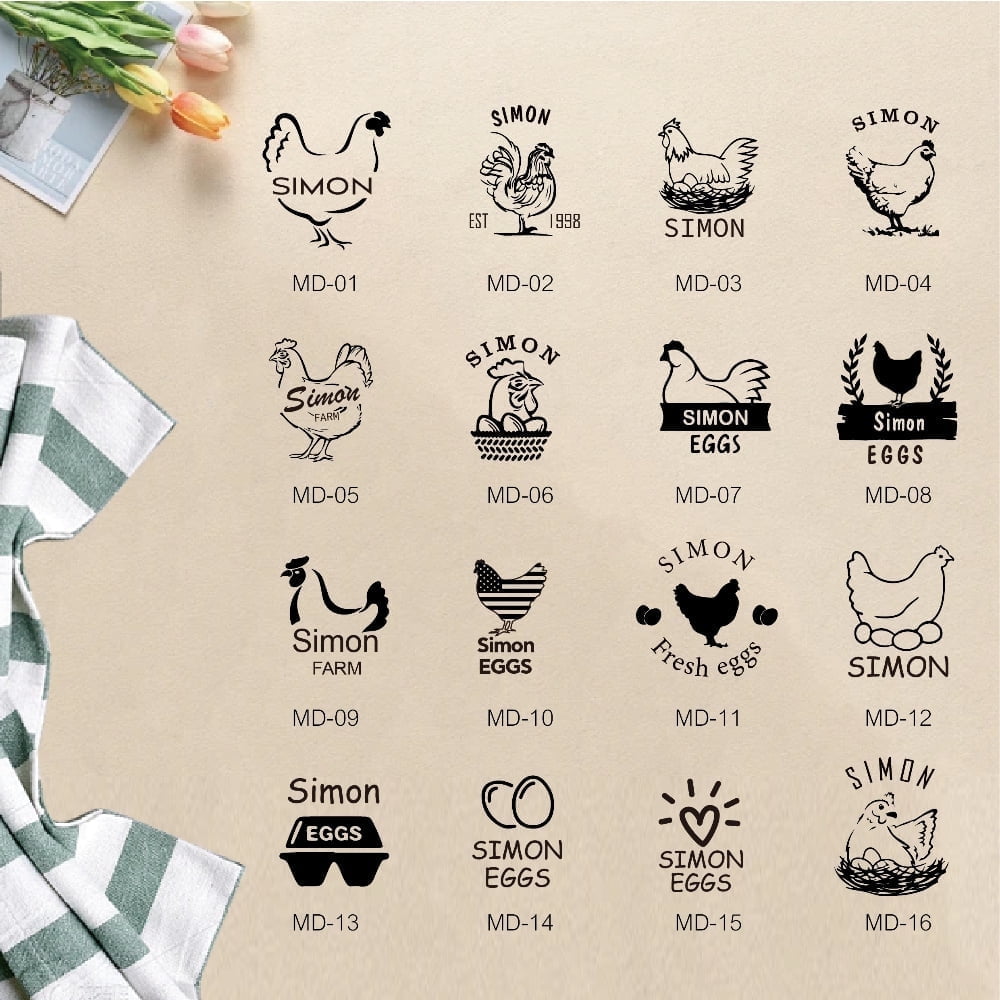 ARLUCKAT Custom Egg Stamp 20mm 25mm 30mm Red Self Ink Stamp ...