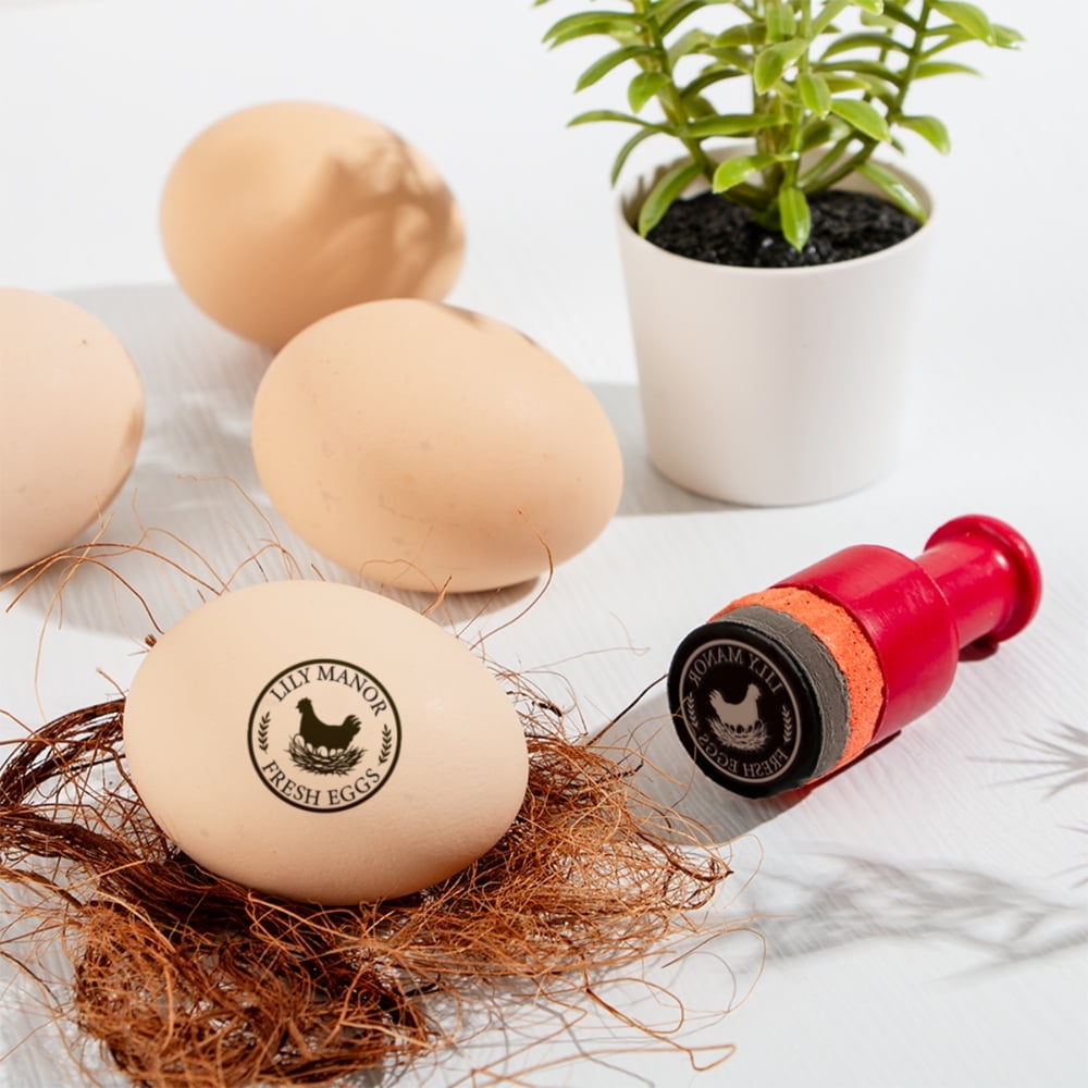 ARLUCKAT Custom Egg Stamp 20mm 25mm 30mm Red Self Ink Stamp ...