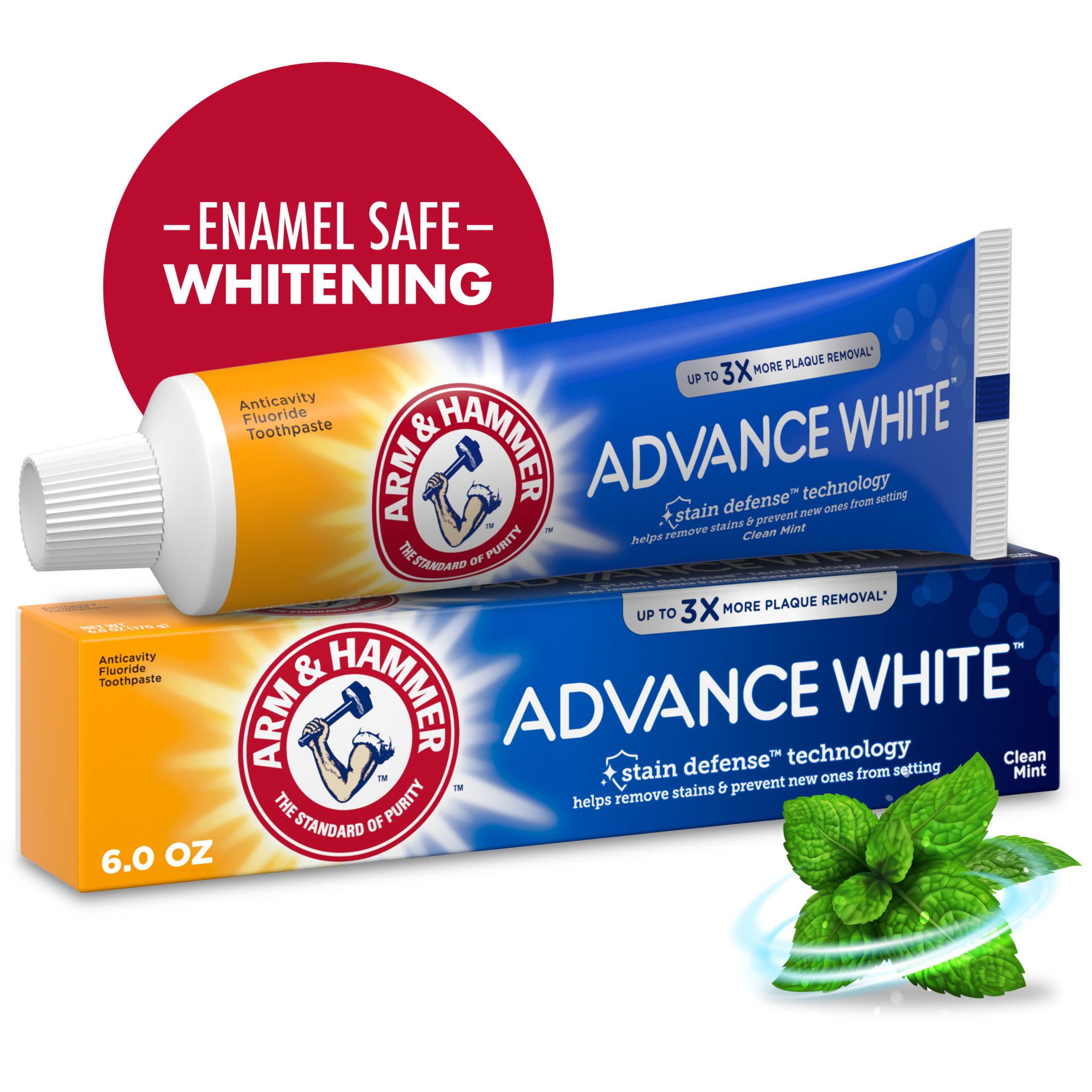 ARM & HAMMER Advanced Whitening Toothpaste, Twin Pack 6oz, Clean Mint ...