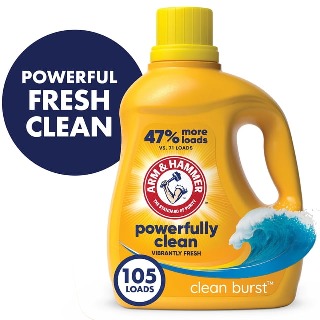 ARM & HAMMER Clean Burst HE Liquid Laundry Detergent, 2X Powerful Stain ...