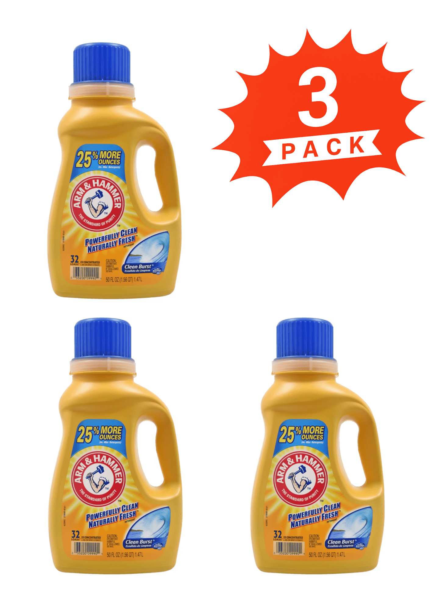 ARM & HAMMER Clean Burst Liquid Laundry Detergent (Pack 3) - 96 Loads ...