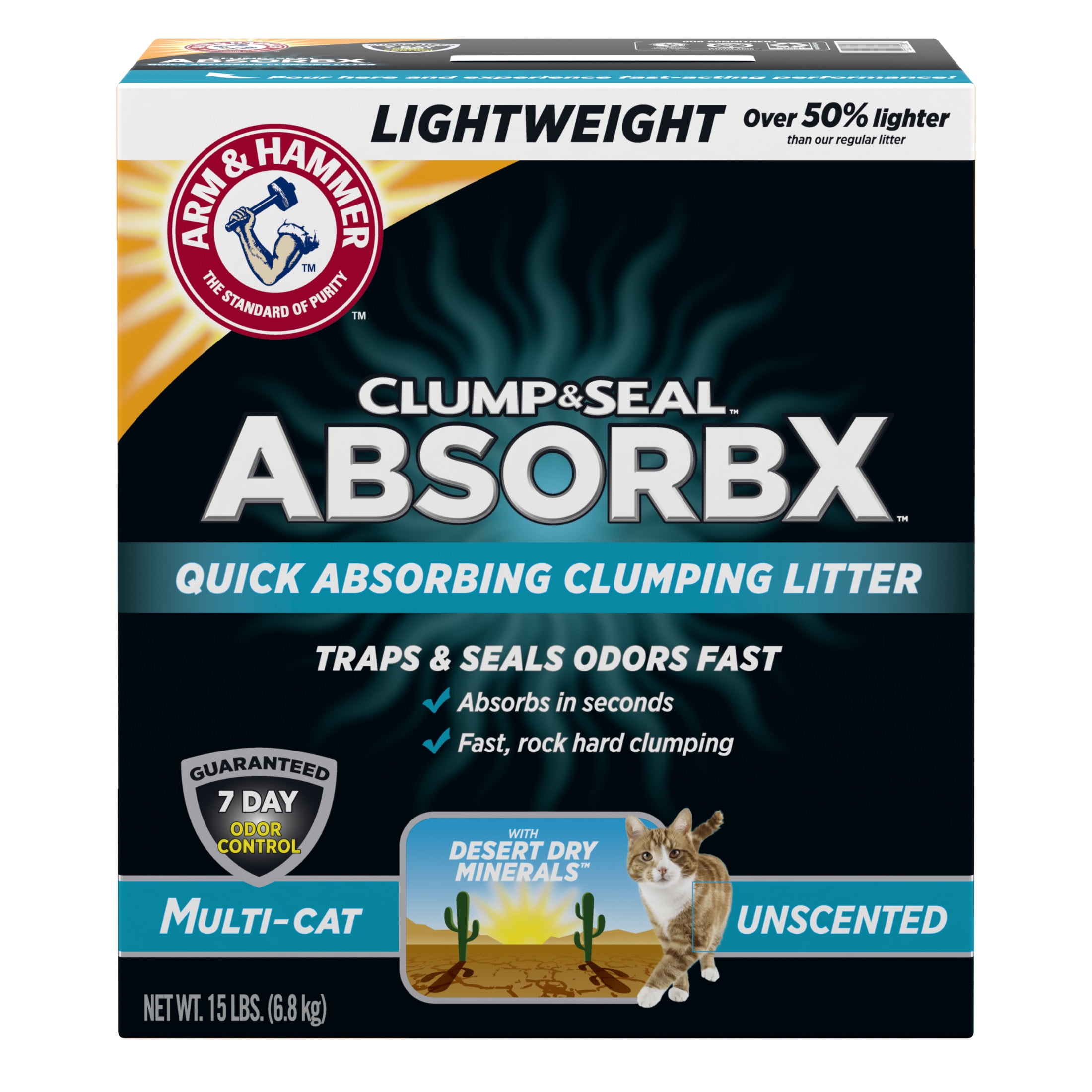 ARM & HAMMER Clump & Seal AbsorbX Quick Absorbing Multi-Cat Unscented ...