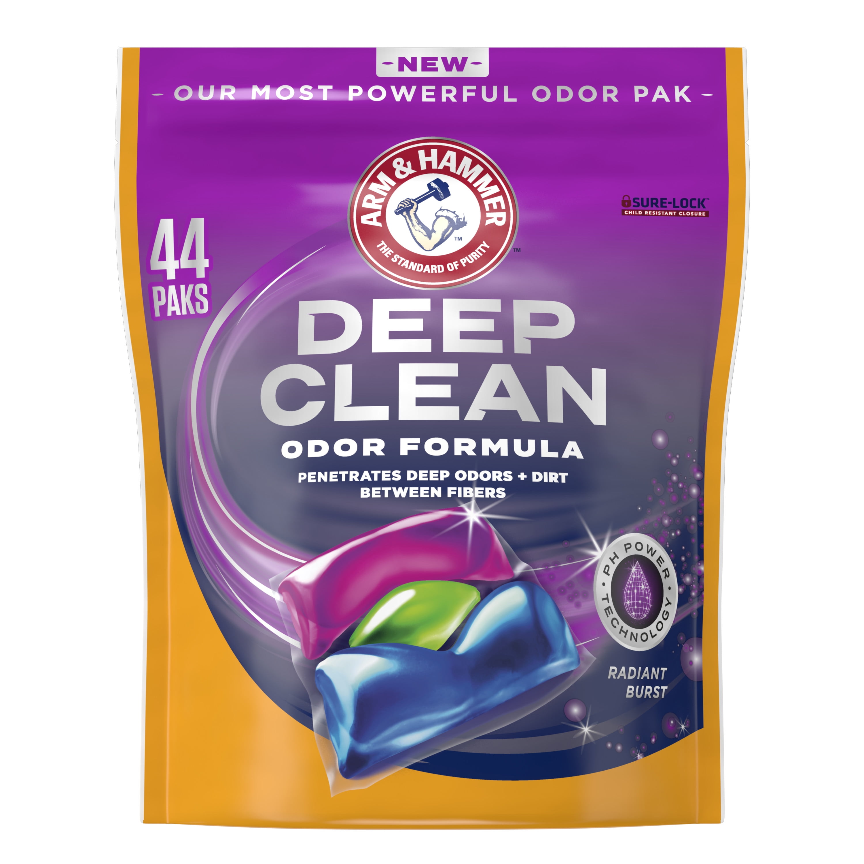 ARM & HAMMER Deep Clean Odor Formula Laundry Detergent Power Paks, 44 ...