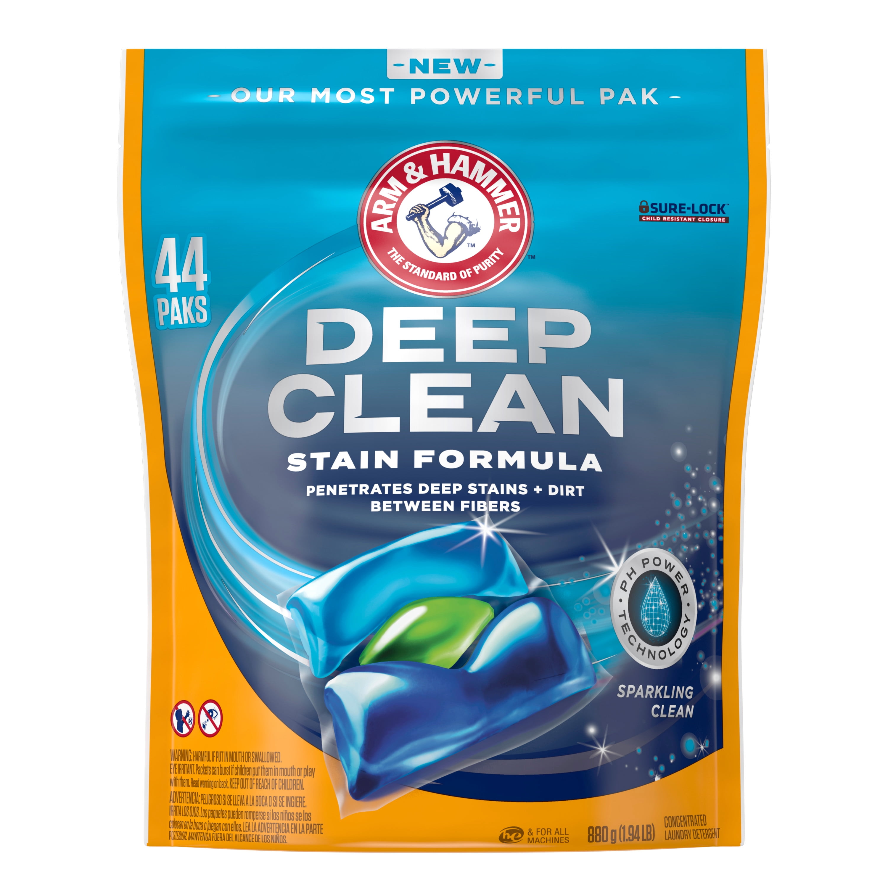ARM & HAMMER Deep Clean Stain Formula, Laundry Detergent Power Paks, 44 ...
