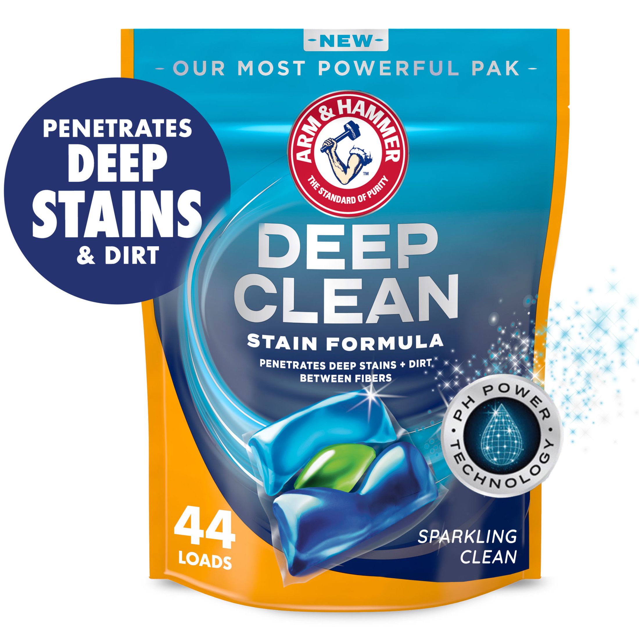 ARM & HAMMER Deep Clean Odor Formula Laundry Detergent Power Paks, 44 ...