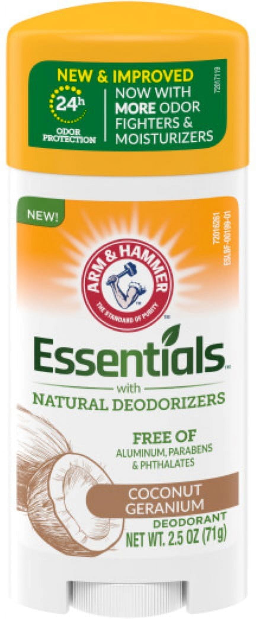 ARM & HAMMER Essentials Deodorant, with Natural Deodorizers, Coconut ...