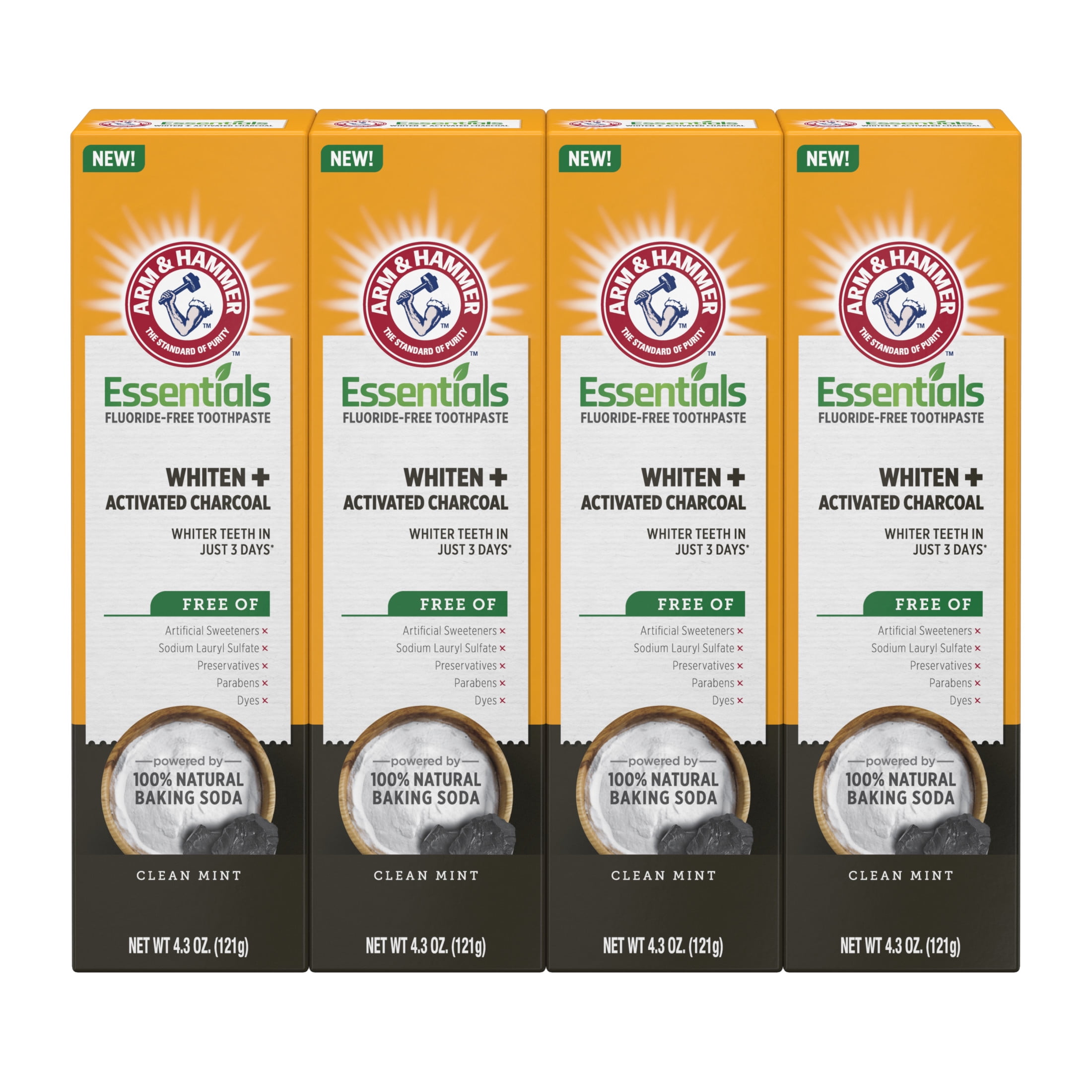 ARM & HAMMER Fluoride-Free Toothpaste Whiten Activated Charcoal 4 Pack ...