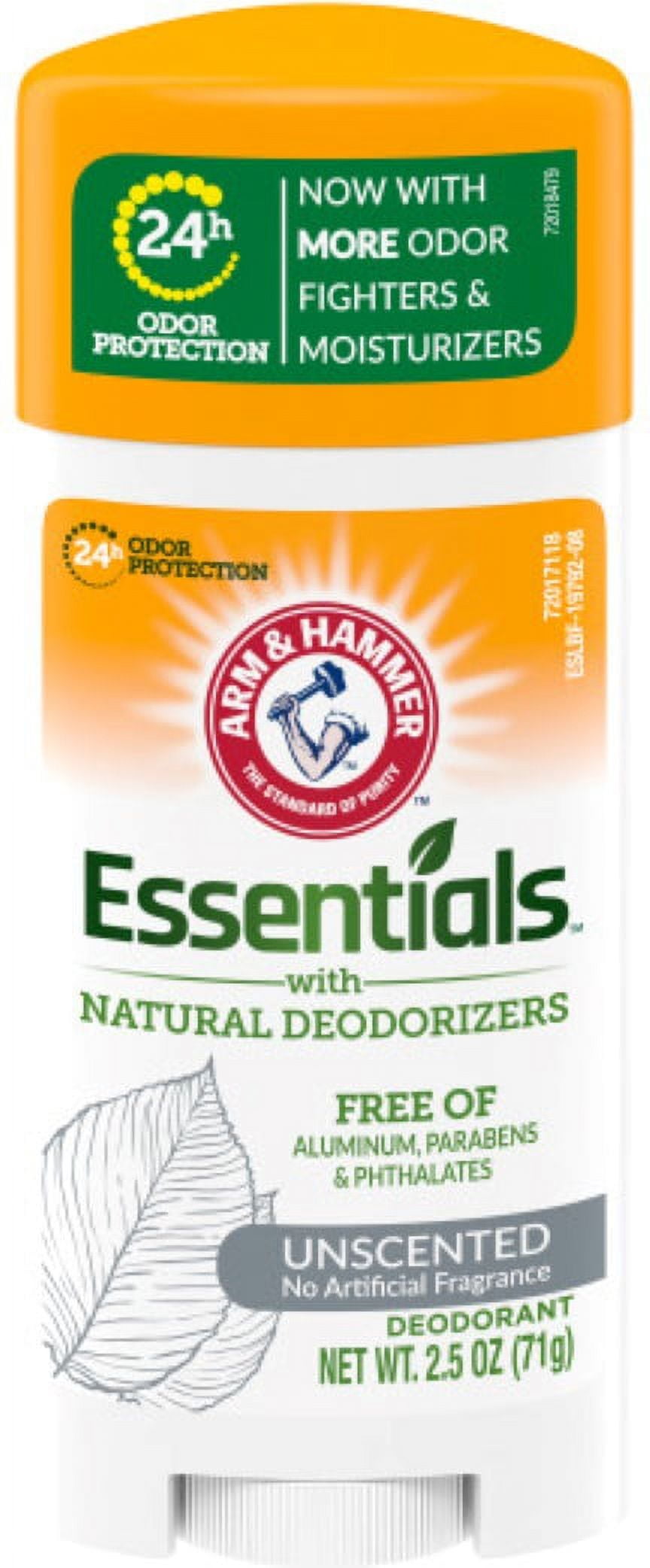 ARM & HAMMER Essentials Natural Deodorant Unscented 2.50 oz (Pack of 4 ...