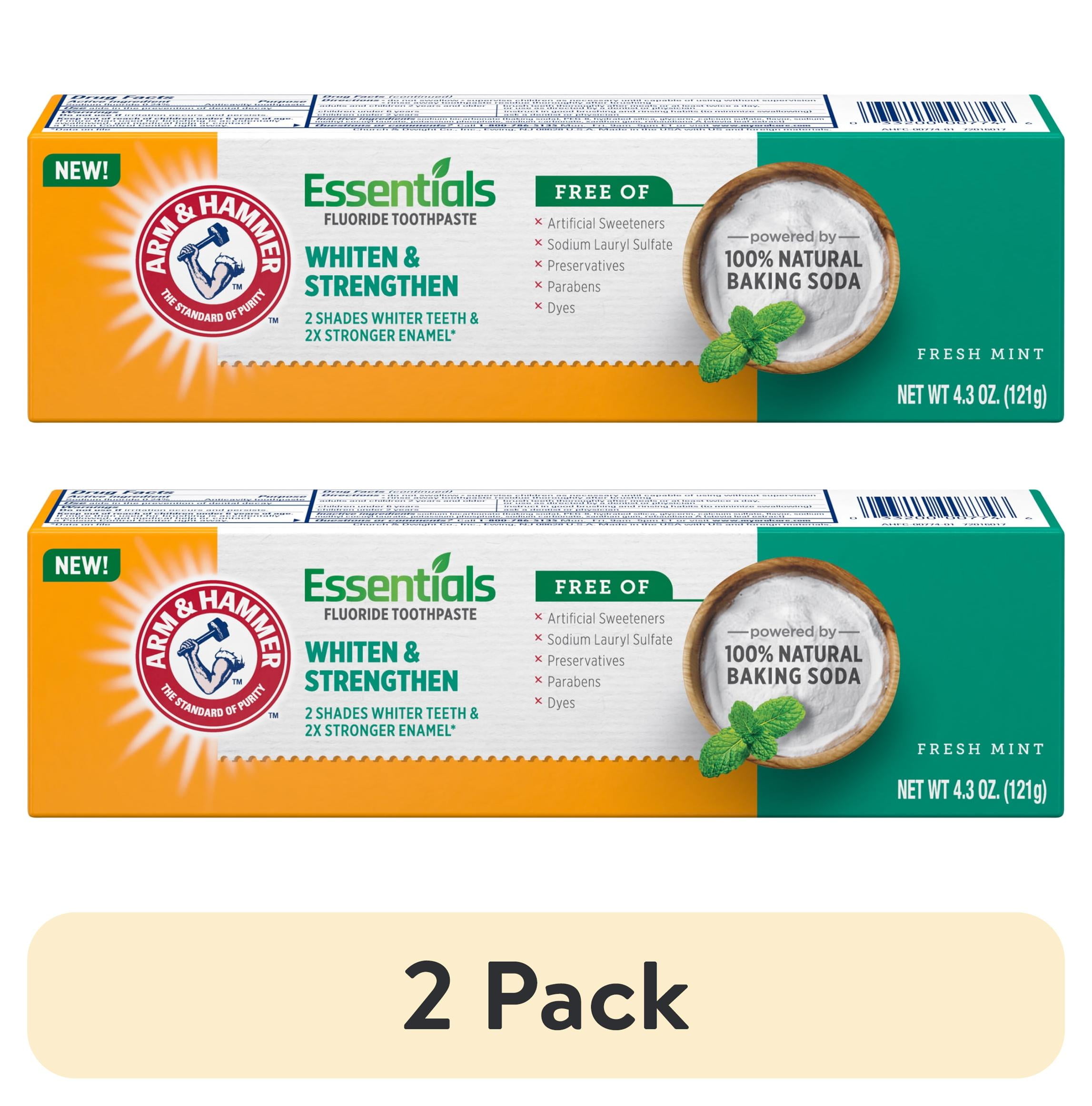 (2 pack) ARM & HAMMER Essentials Whiten & Strengthen Fluoride ...