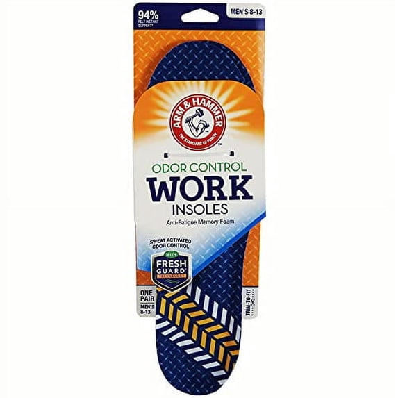 ARM & HAMMER Odor Eliminating Control Memory Foam Work Insoles, Men's ...