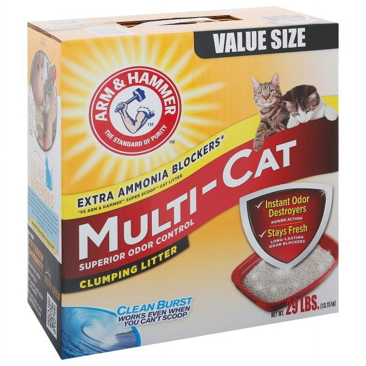 Arm & Hammer 29 lbs Multi-Cat Clumping Litter with Baking Soda for ...