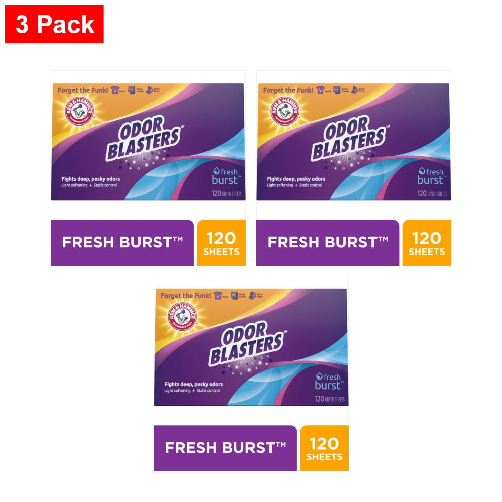 ARM & HAMMER Odor Blasters Fresh Burst Dryer Sheets 120 ct - 3 Pack ...