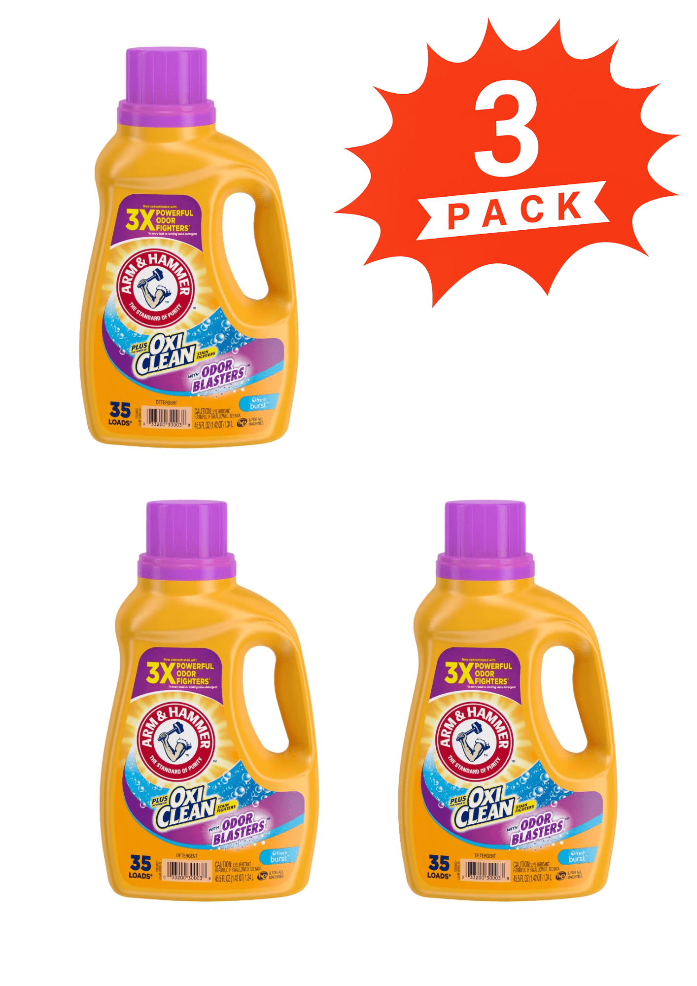ARM & HAMMER Plus OxiClean Fresh Burst Liquid Laundry Detergent (Pack 3 ...