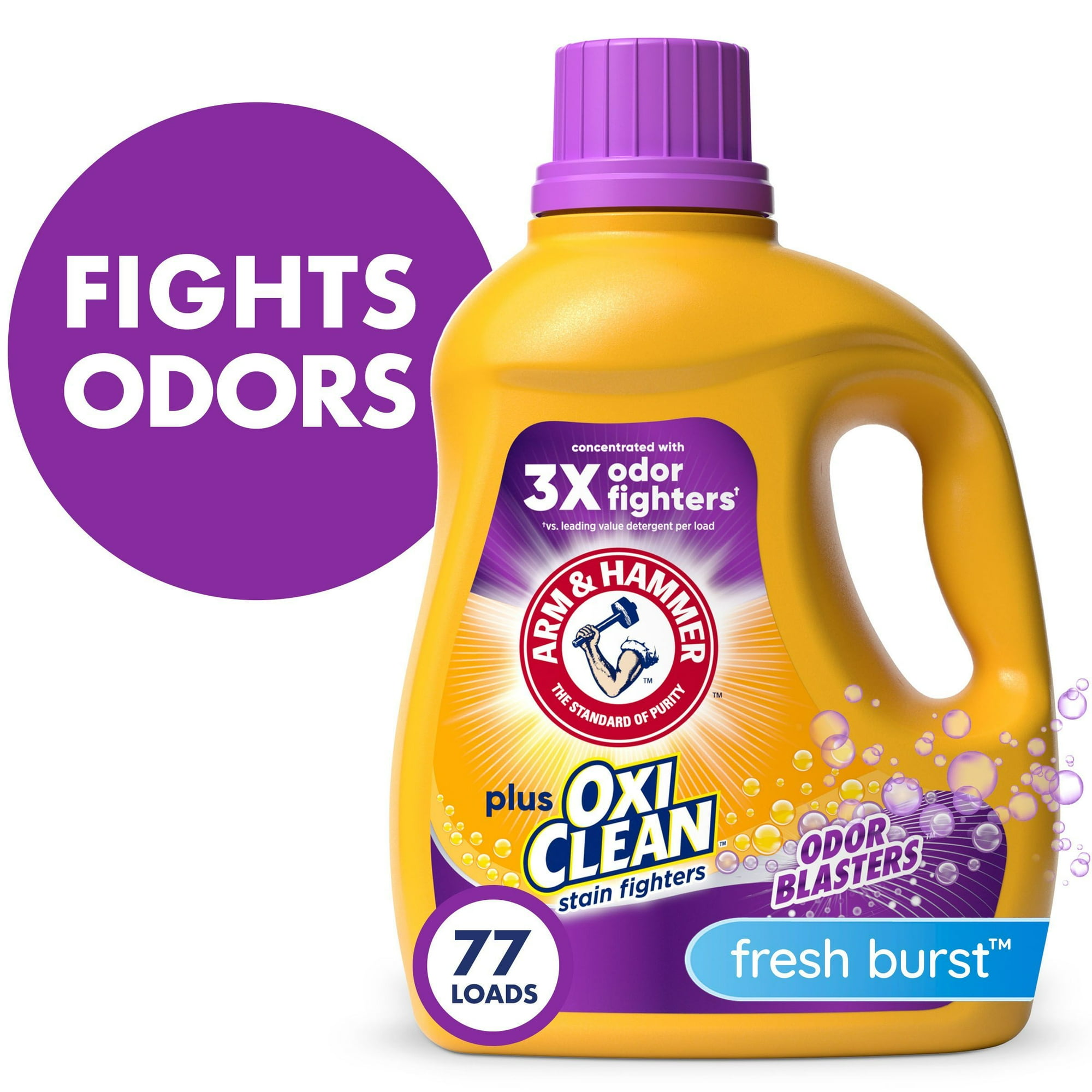 ARM & HAMMER Plus OxiClean Odor Blasters Liquid Laundry Detergent, Fresh Scent, 100.5 fl oz, 77 ...