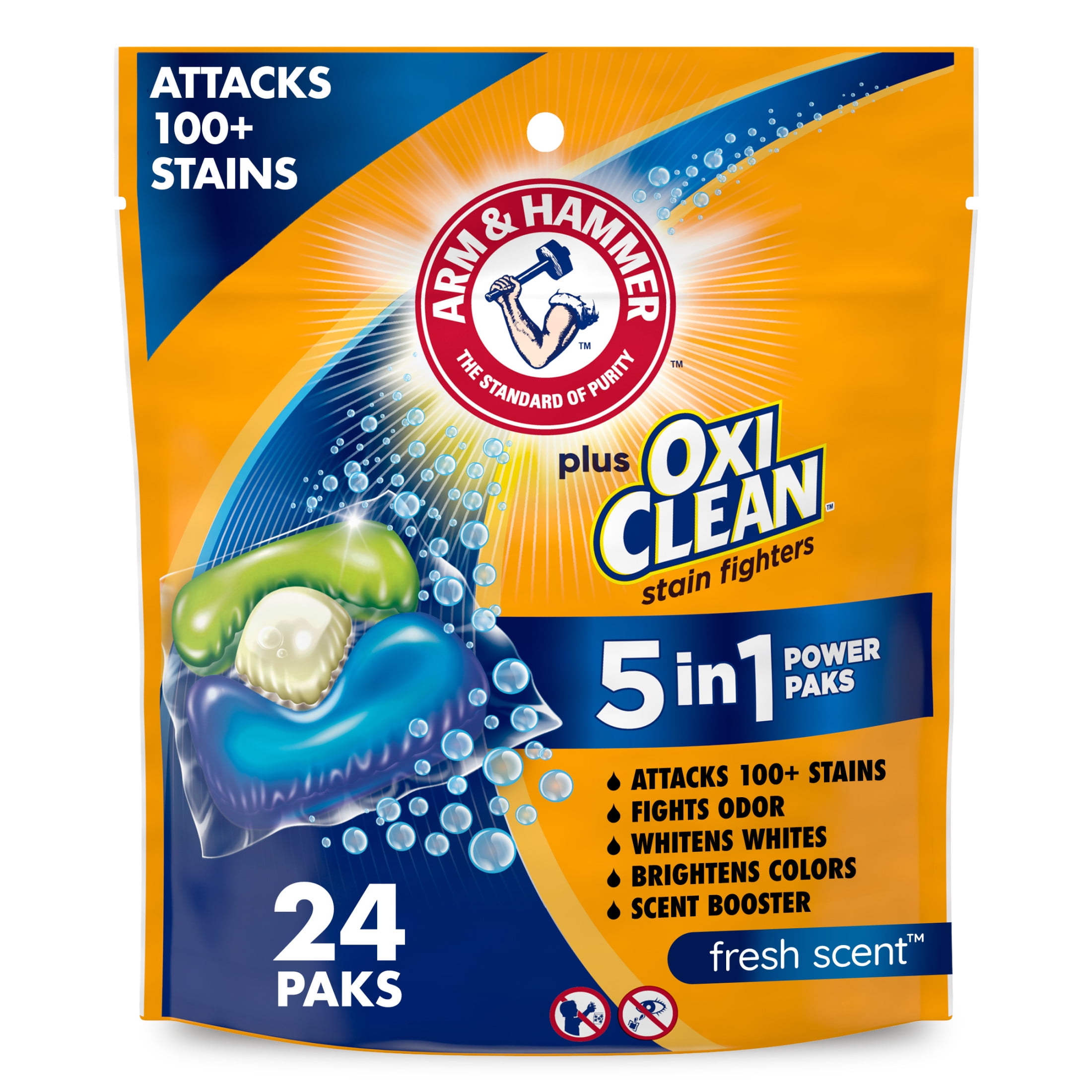 ARM & HAMMER Plus OxiClean 5-in-1 Power Paks Stain Fighters Laundry ...