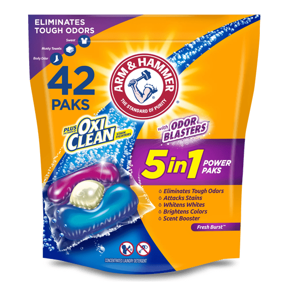 ARM & HAMMER Laundry Detergent Power Paks with OxiClean and Odor ...