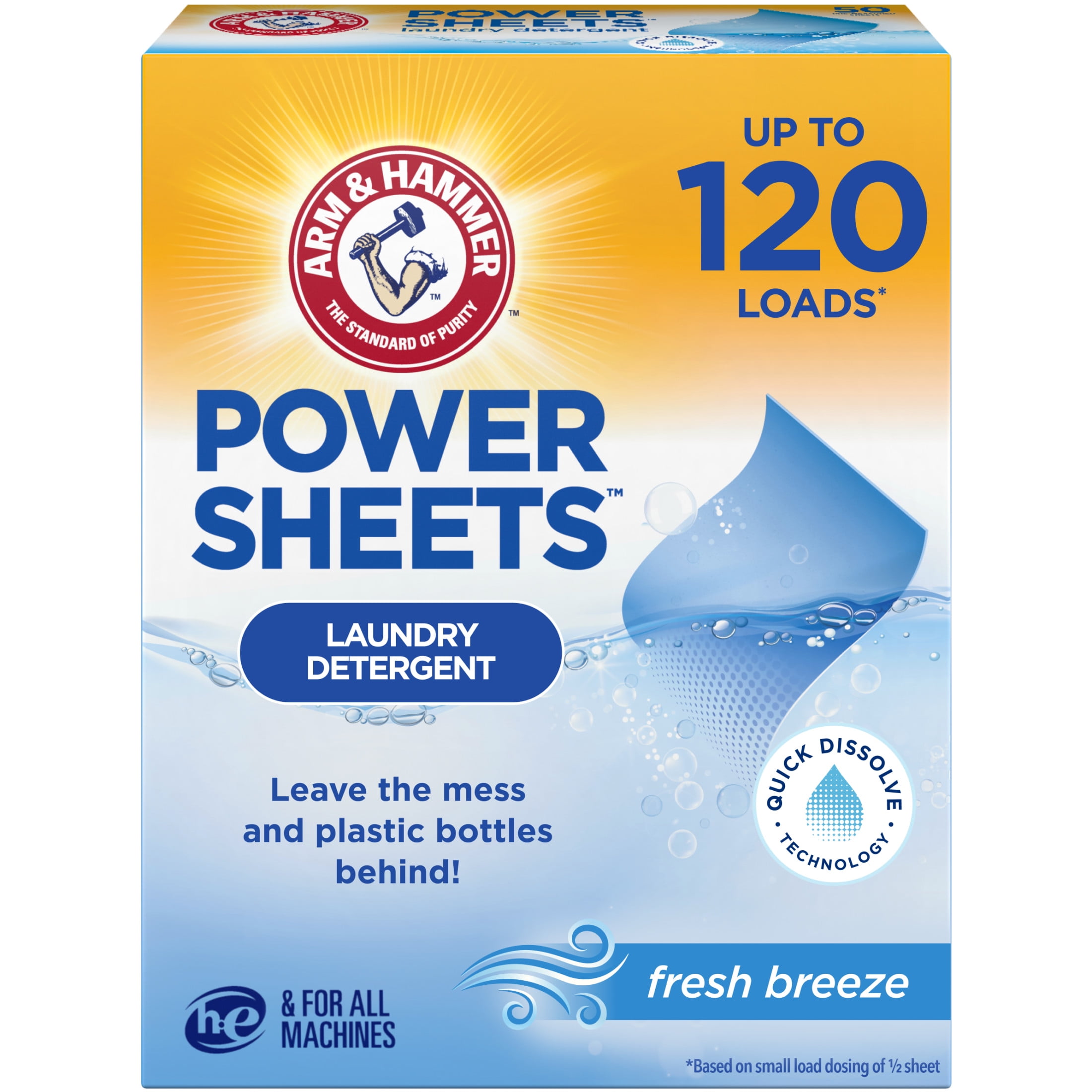ARM & HAMMER Laundry Detergent Sheets, Fresh Breeze, 60 Count, Up to ...