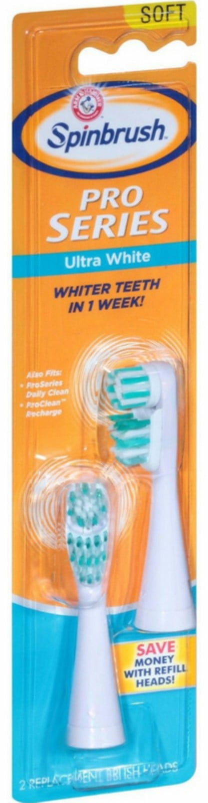 ARM & HAMMER Spinbrush Pro Series Ultra White Replacement Brush Heads ...