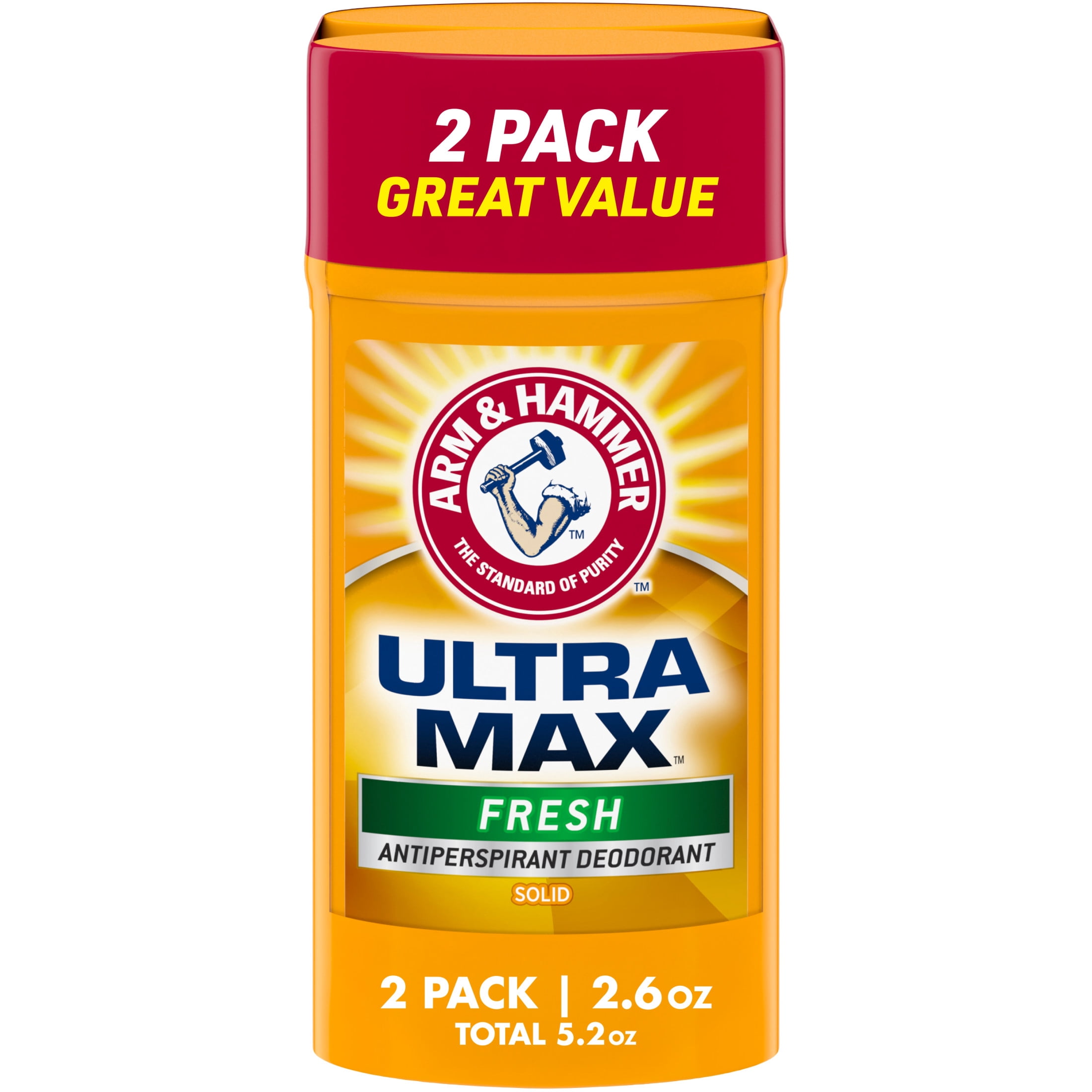 ARM & HAMMER ULTRA MAX Deodorant, Fresh Scent, Solid Stick 2.6 oz, Twin ...