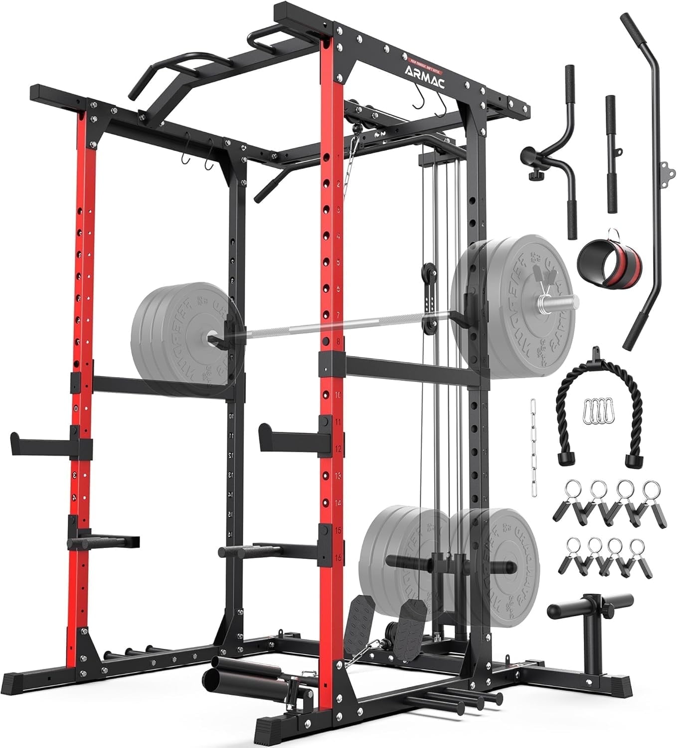 UPGO Power Cage,1500lbs Multi-Function Power Rack with Adjustable Cable ...