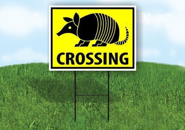ARMADILLO CROSSING XING YELLOW 18inx24in Yard Road Sign w/ Stand ...