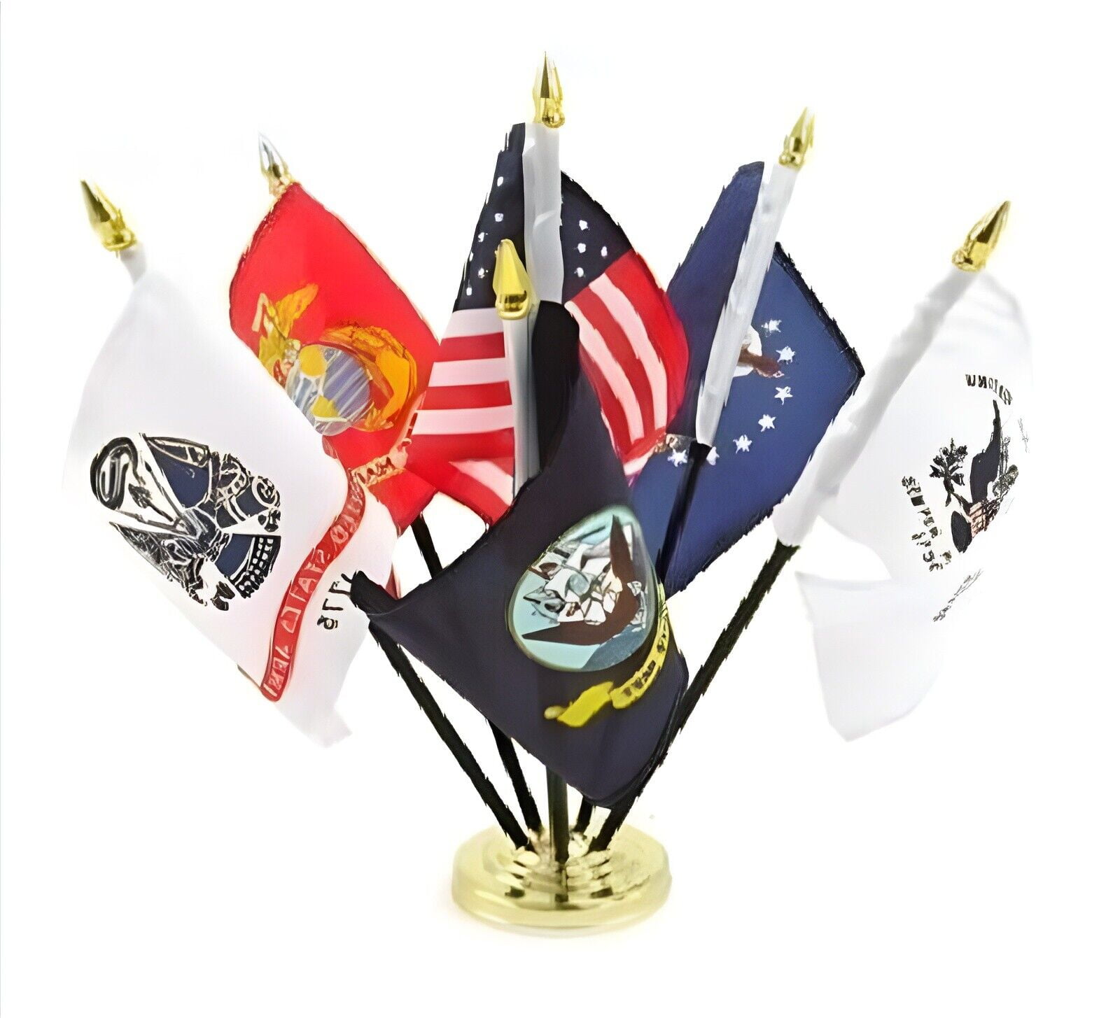 ARMED FORCES SET WITH USA FLAG AND BASE 4X6" TABLE TOP SET DESK SET ...