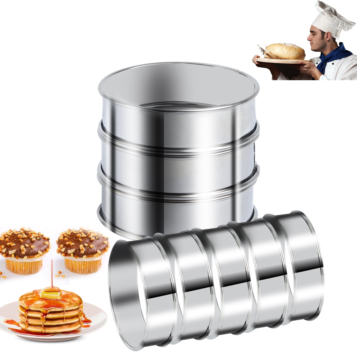 ARMODORRA English Muffin Rings Set of 8,Stainless Steel Cake Ring for ...