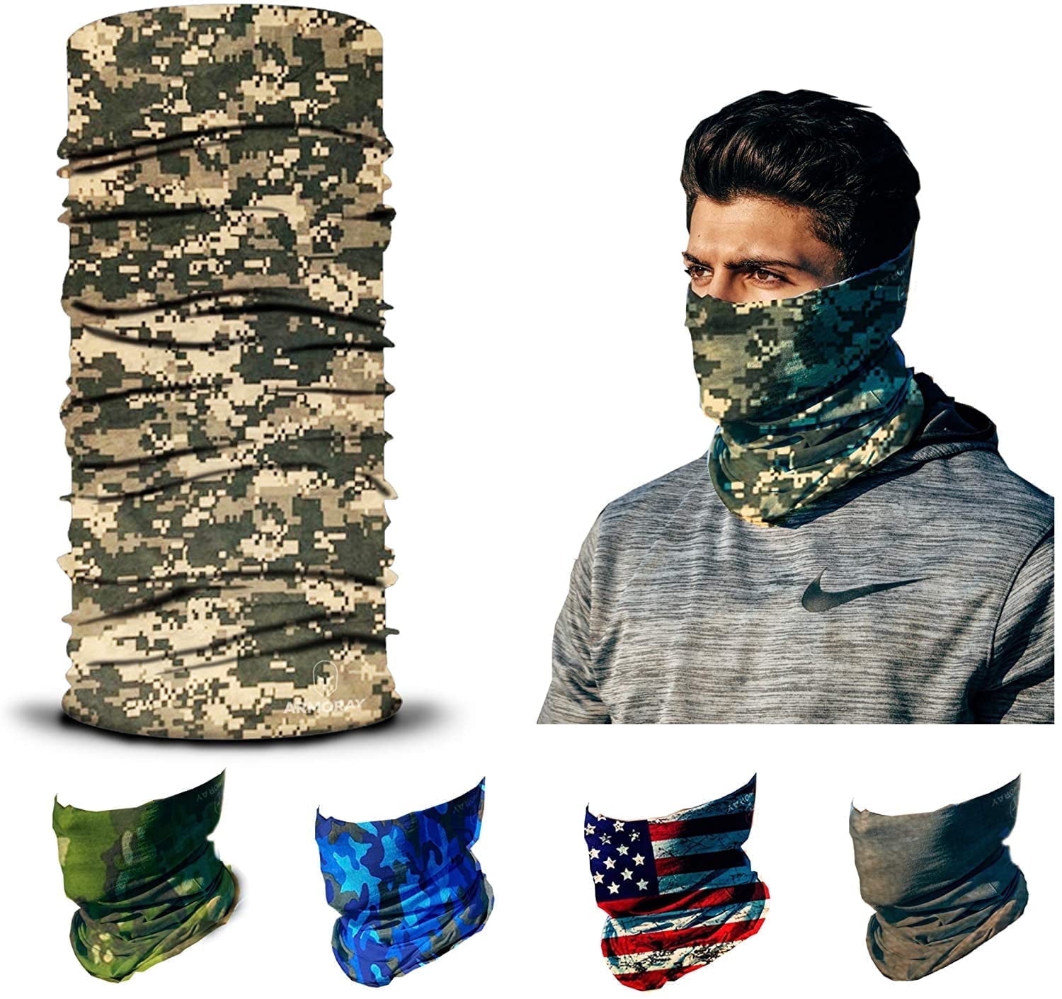 ARMORAY Face Mask, Neck Gaiter, 12-in-1 Headband Scarf, Balaclava ...