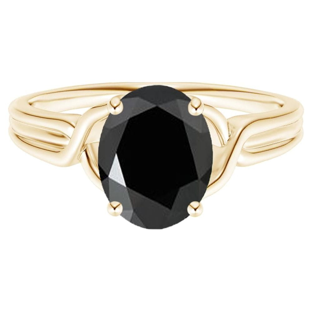 ARMOURA JEWELS Oval Shape Black Spinel Solitaire Ring 925 Sterling ...